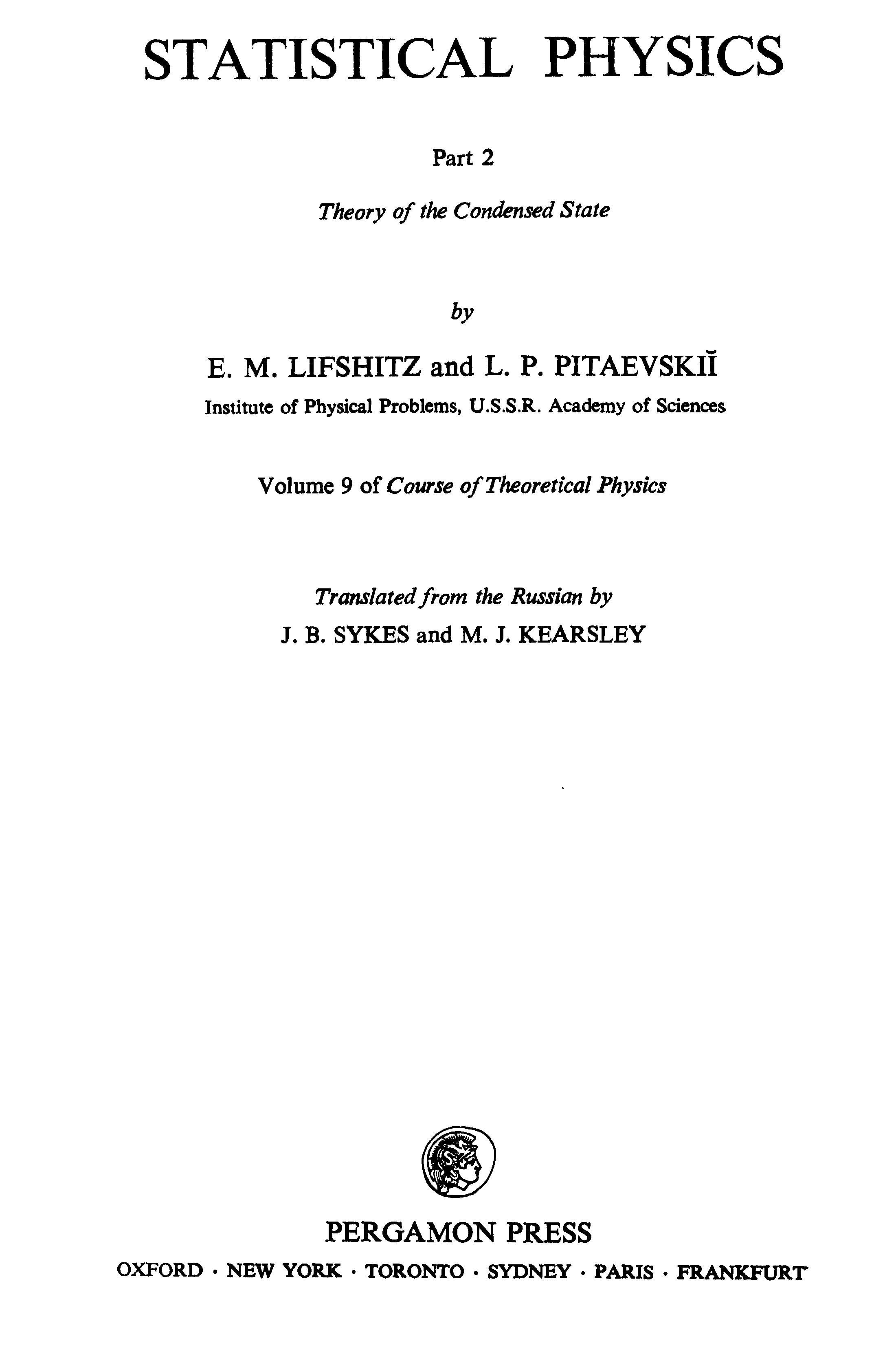 Statistical Physics Theory of the Condensed State på Bookis.com